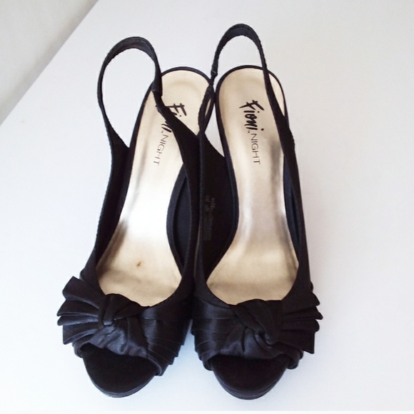 FIONI Clothing | Shoes | Fioni Night Black Satin Sling Back Heels ...